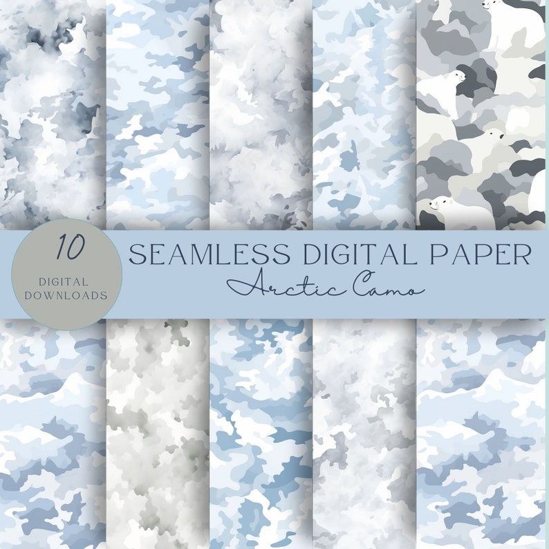 Seamless Pattern Snow Camo Digital Paper Pack Arctic Camo Seamless ...