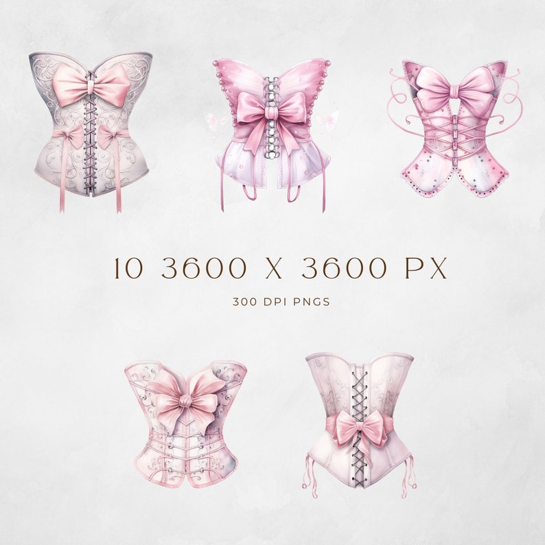 Pink Corsets | Watercolor PNG | Commercial Use | Coquette Room Decor ...