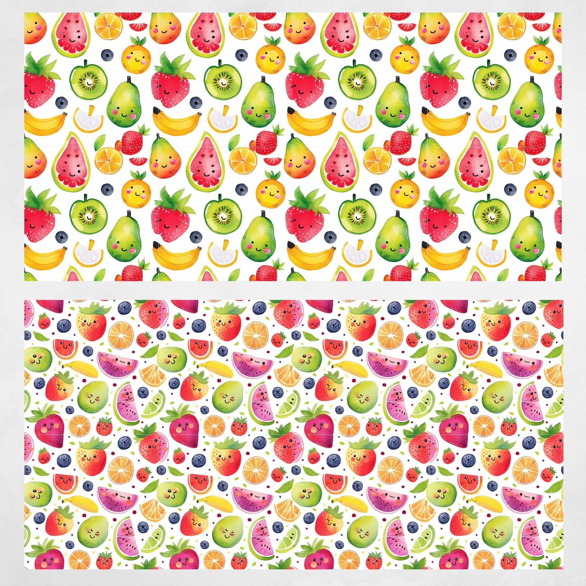Cute Kawaii Fruit Seamless Pattern Fruit Pattern Fruity Summer Seamless Repeating Pattern ...