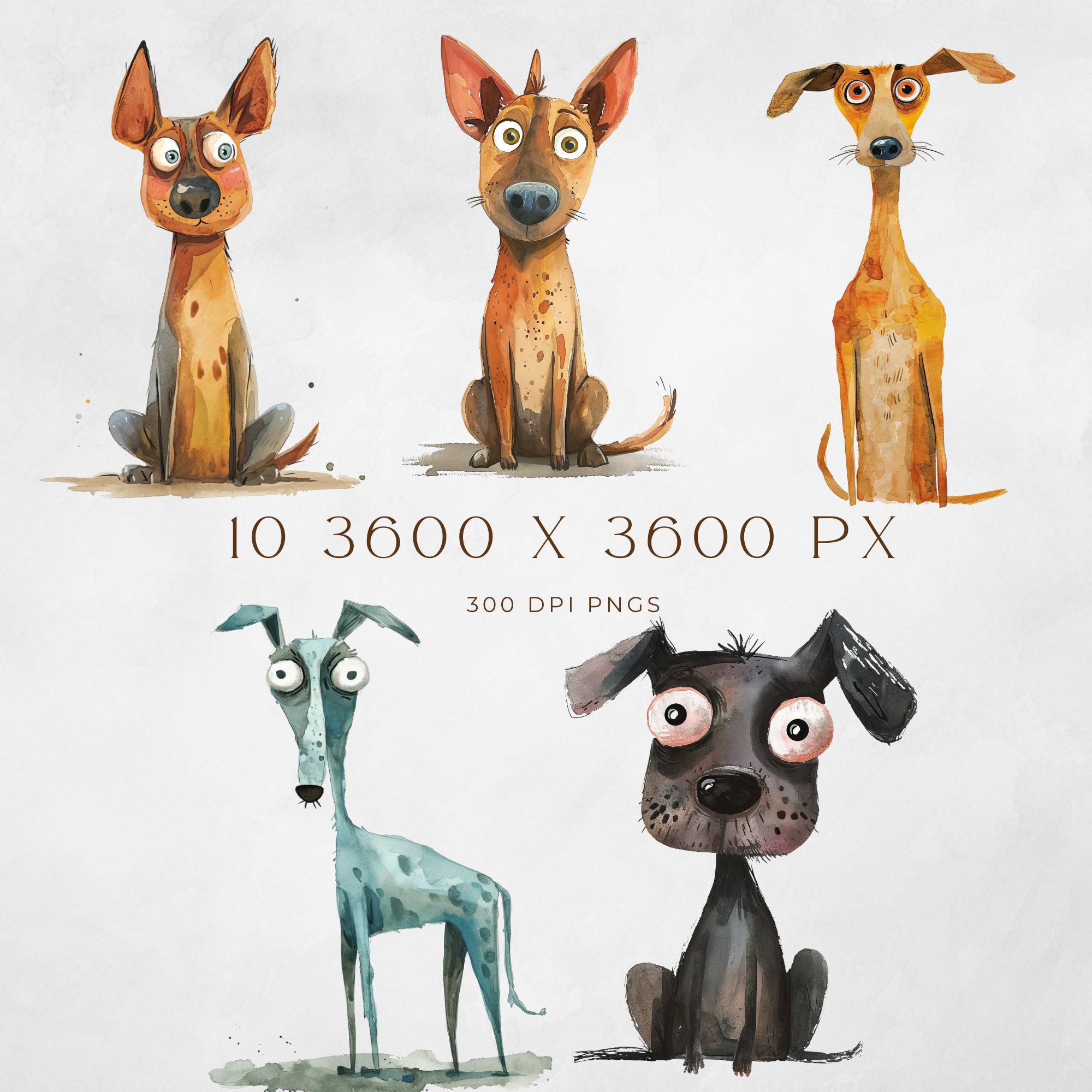 Whimsical Dogs Clipart | Quirky Art | Quirky Dog Clipart | Puppy Fun ...