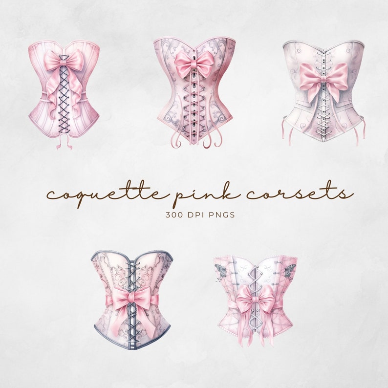 Pink Corsets | Watercolor PNG | Commercial Use | Coquette Room Decor ...