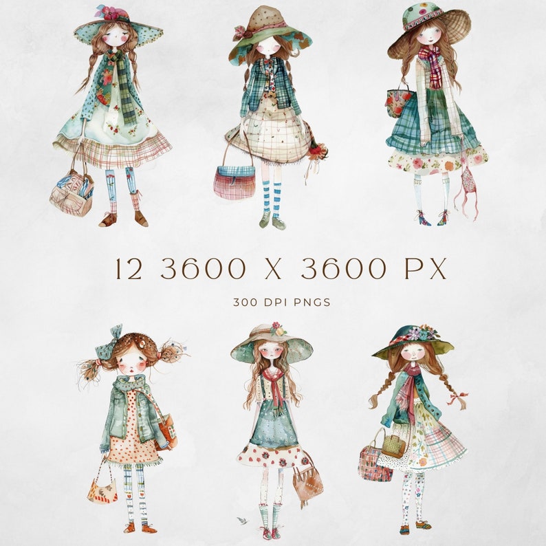 Whimsy Girl Clipart Whimsical Quirky Girl Illustration Quirky Clip Art ...