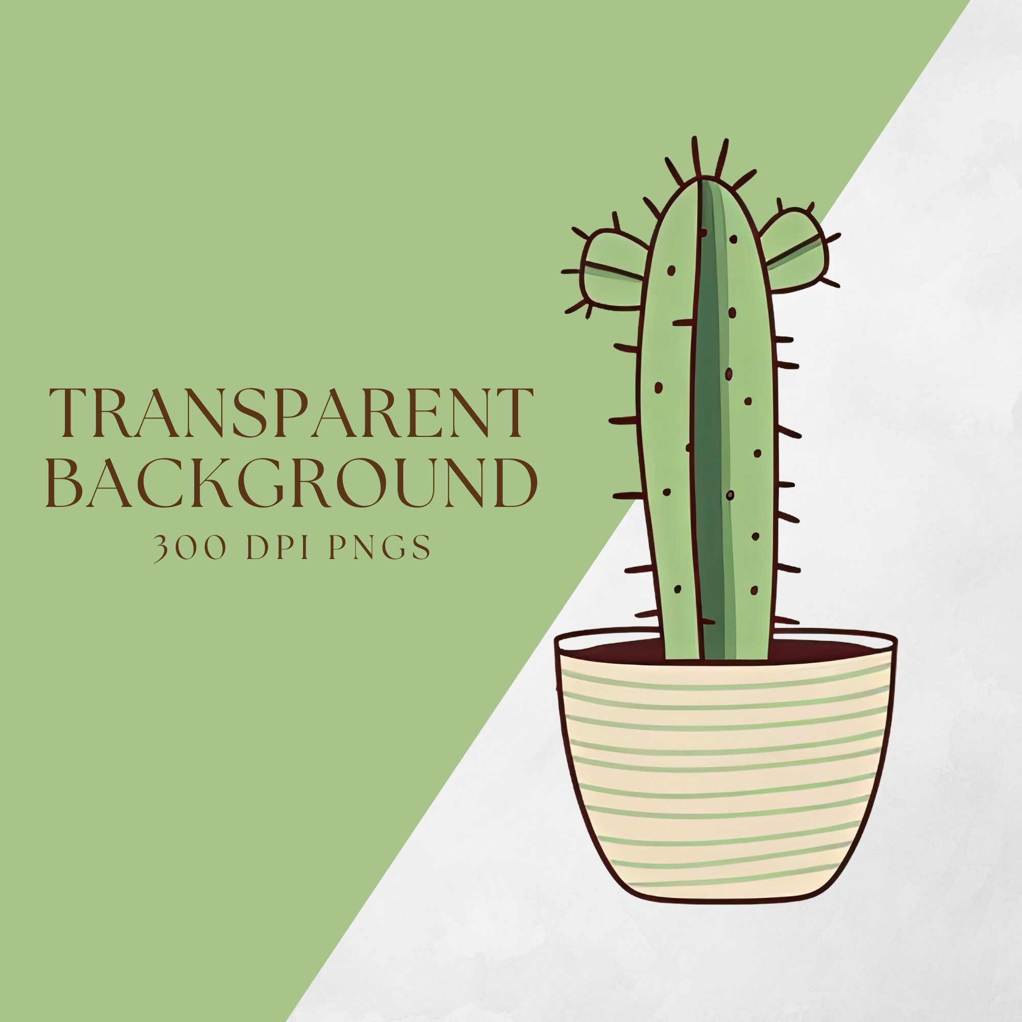 Doodle Cacti, Cactus Watercolor Clipart Bundle, Transparent PNG ...