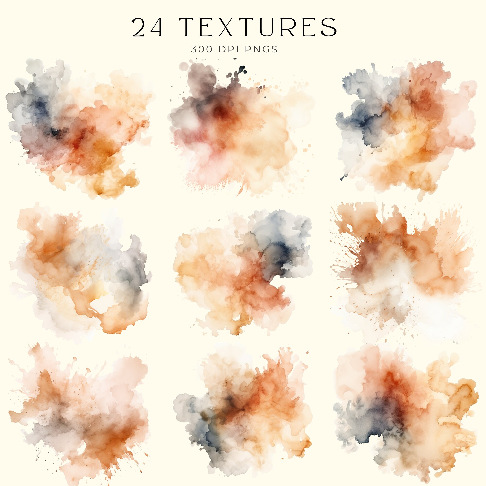 Neutral Watercolor Splatter Clipart, Abstract Background, Splashes ...