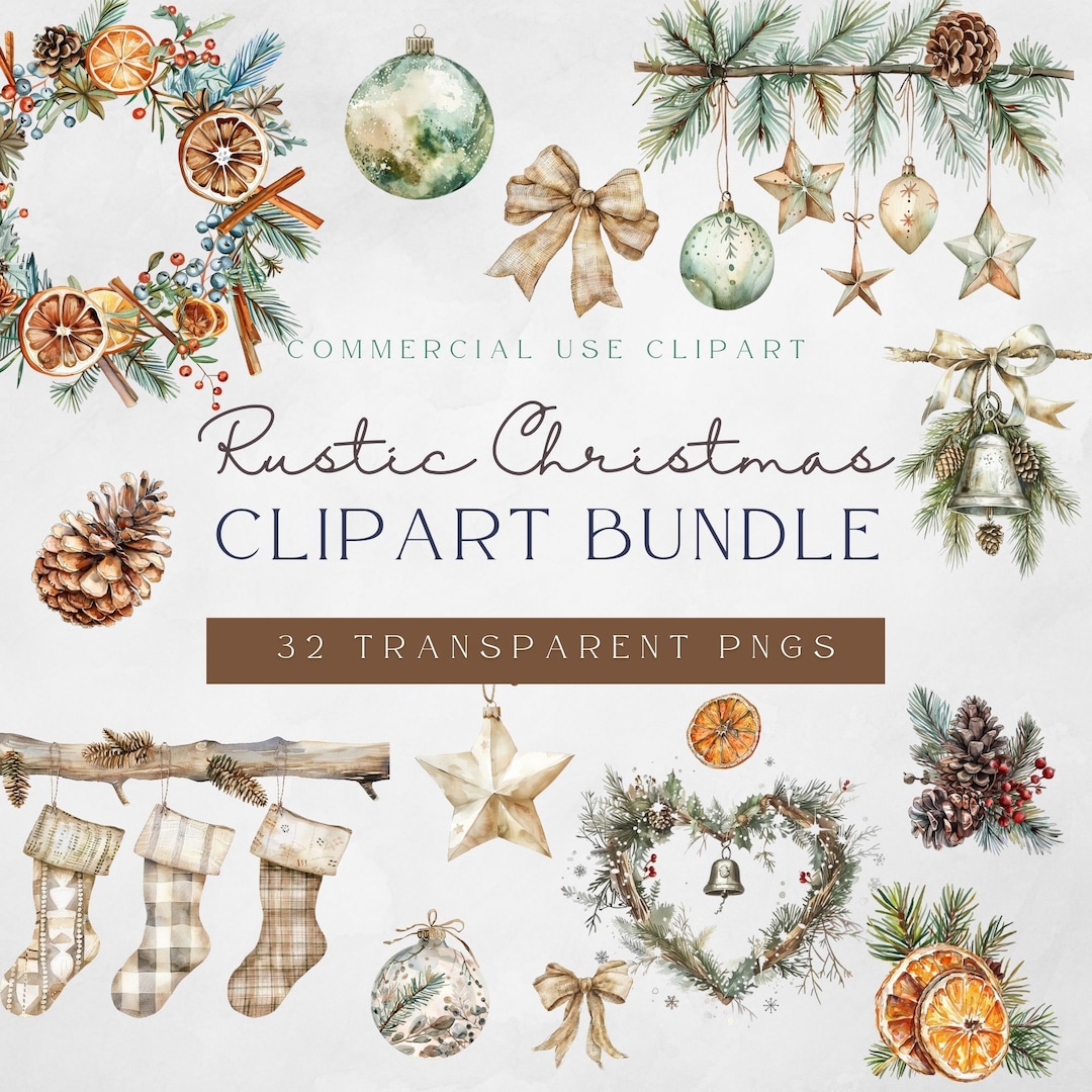 Rustic Christmas Clipart | Digital Download | Neutral Christmas ...