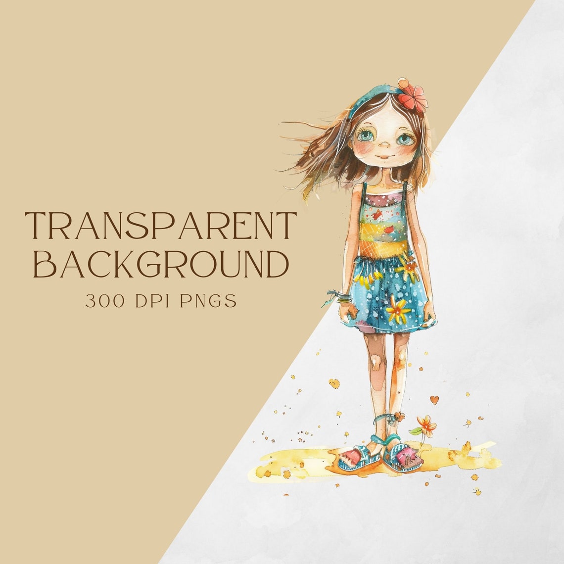 Whimsy Girl Clipart Whimsical Quirky Girl Illustration Quirky Clip Art ...