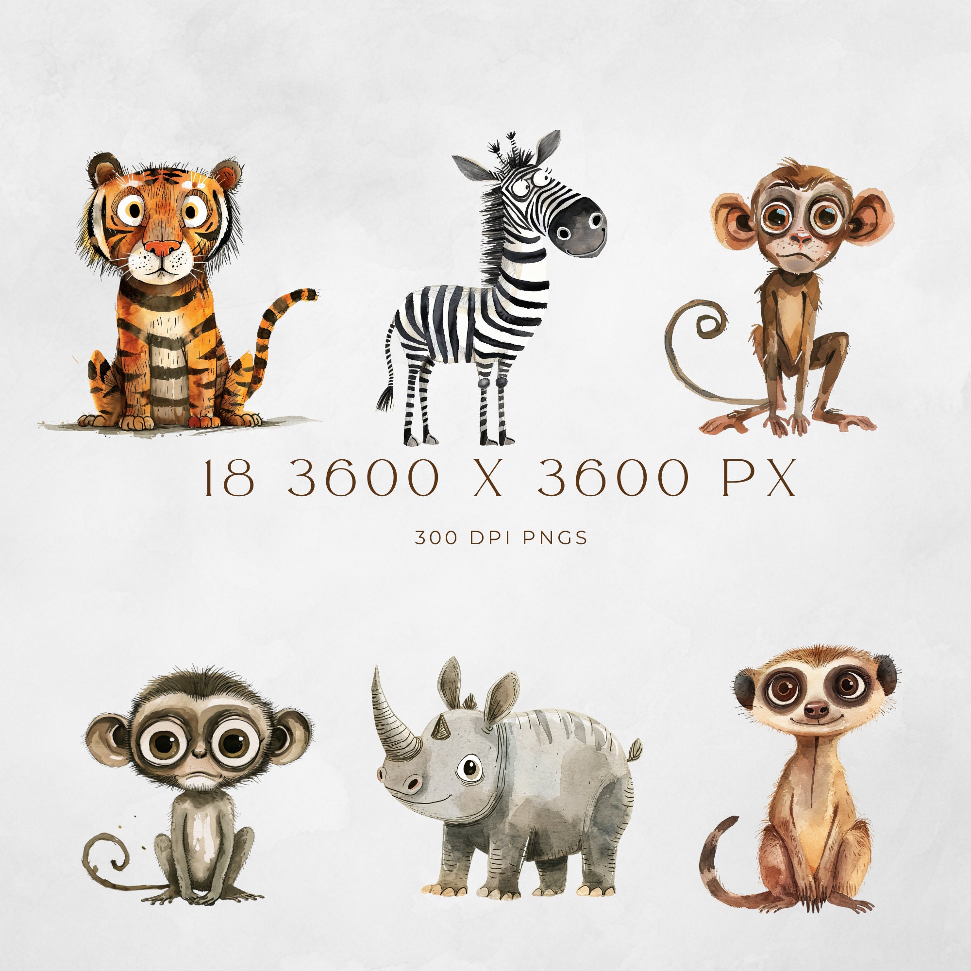 Commercial Use | Quirky Safari Animal Clipart Illustrations | Whimsical ...