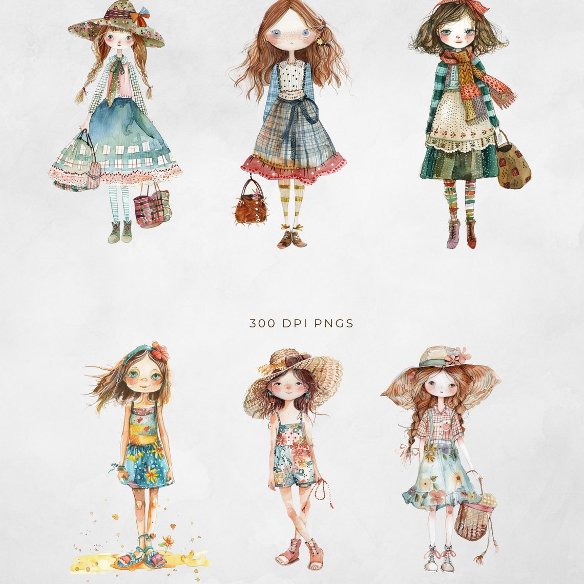 Whimsy Girl Clipart Whimsical Quirky Girl Illustration Quirky Clip Art ...