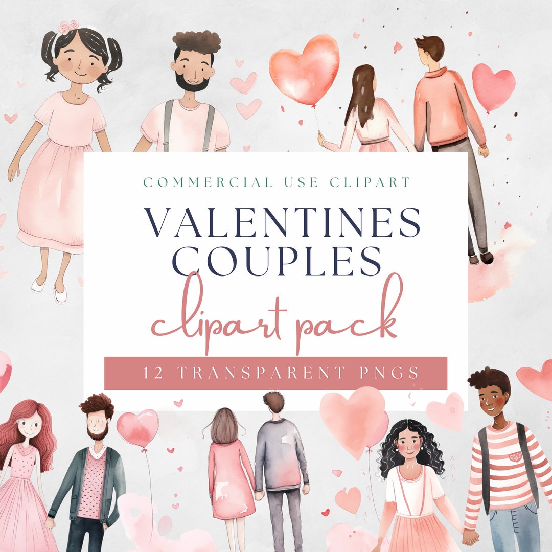 Whimsical Couples Clipart Bundle, Watercolor Doodle, Transparent PNG ...