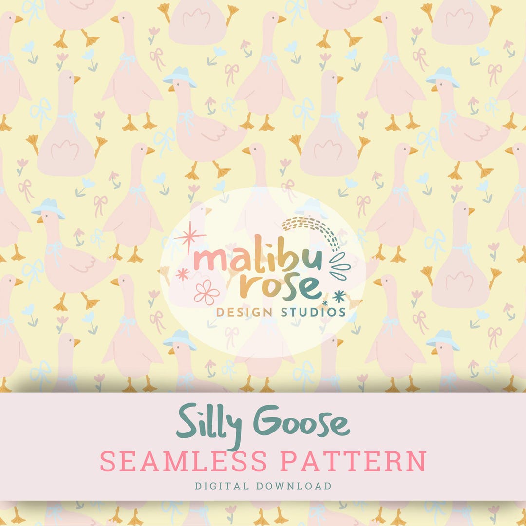 Silly Goose Seamless Pattern: Cottagecore Fabric Design (PNG Digital ...