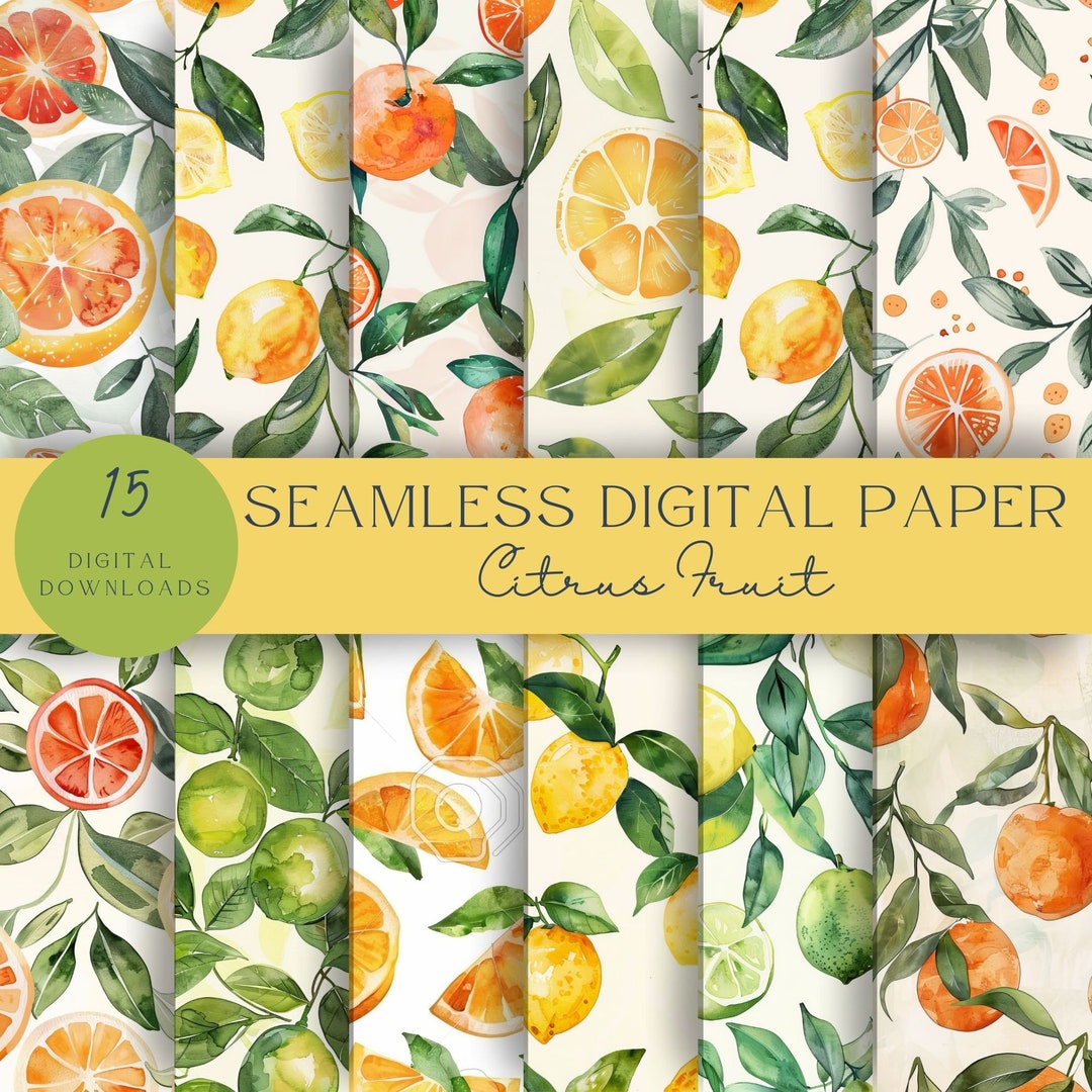 Citrus Fruit Graphic Invitation Seamless Pattern | Little Cutie Orange ...