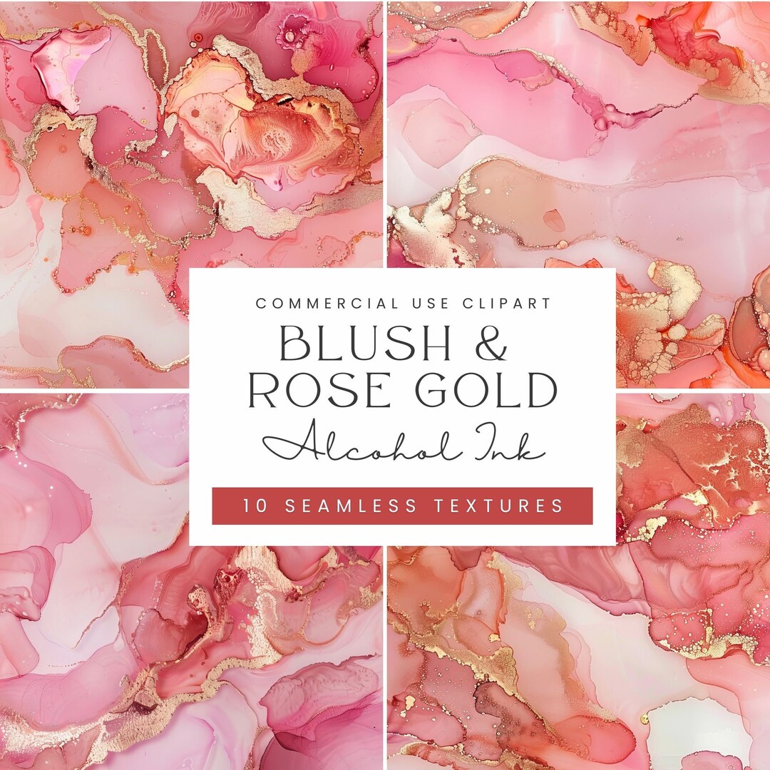 Pink Blush and Rose Gold Alcohol Ink Texture Clipart | Pink and Gold ...