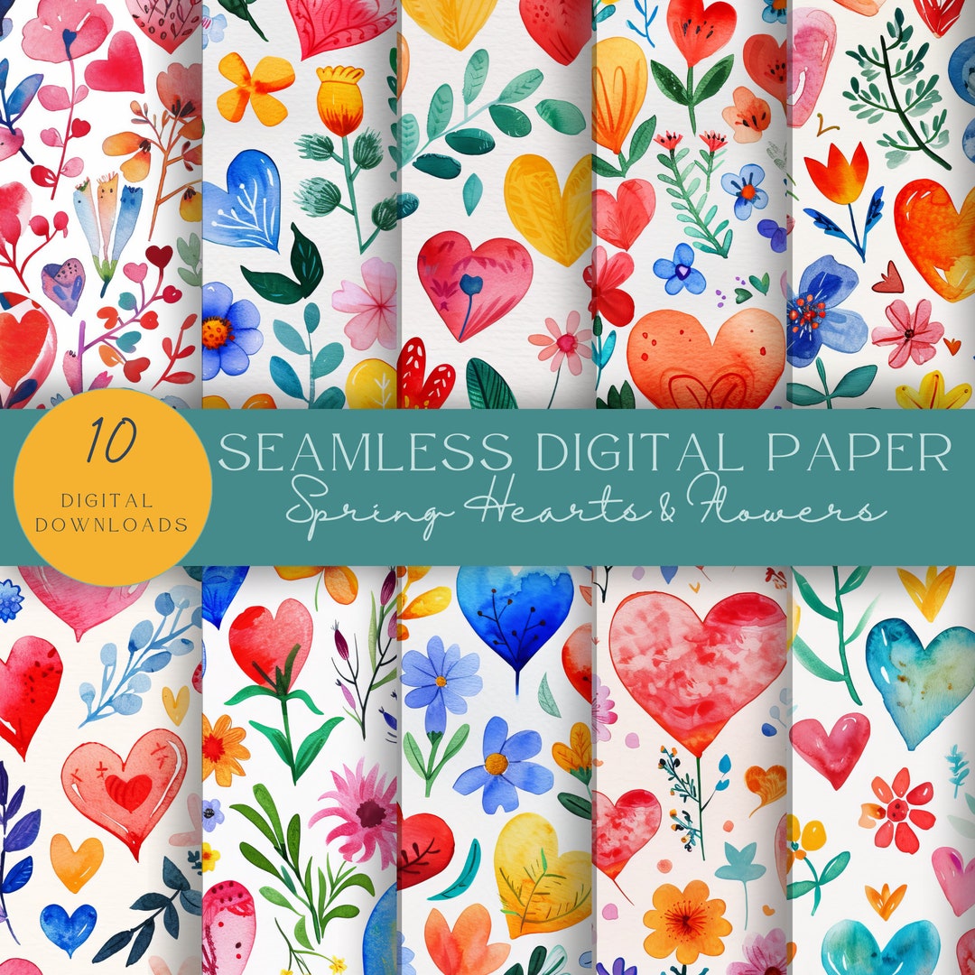 Spring Floral Heart Seamless Pattern | Heart Pattern | Floral Seamless ...