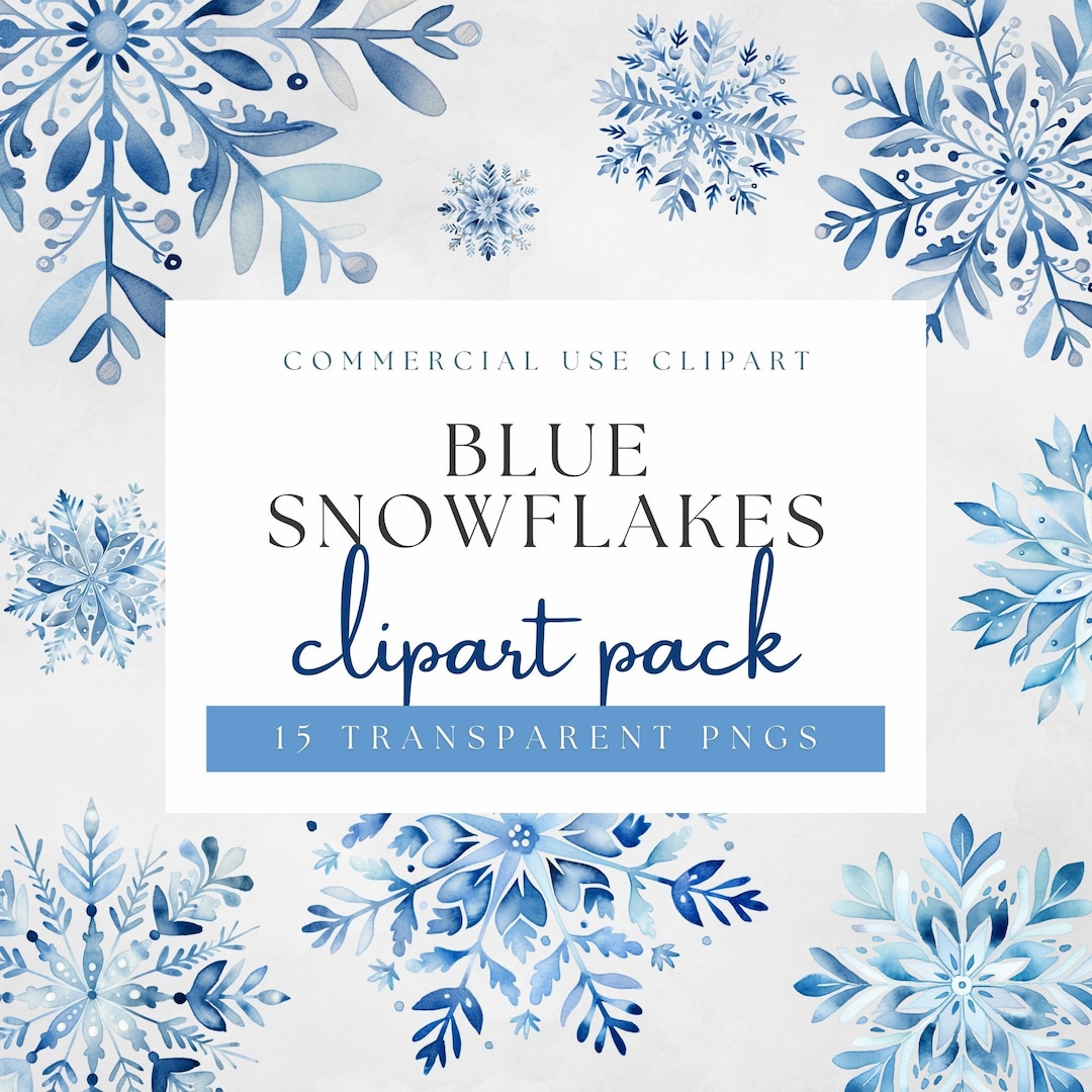 Blue Snowflakes, Watercolour, Christmas, Winter, Yuletide Clipart ...