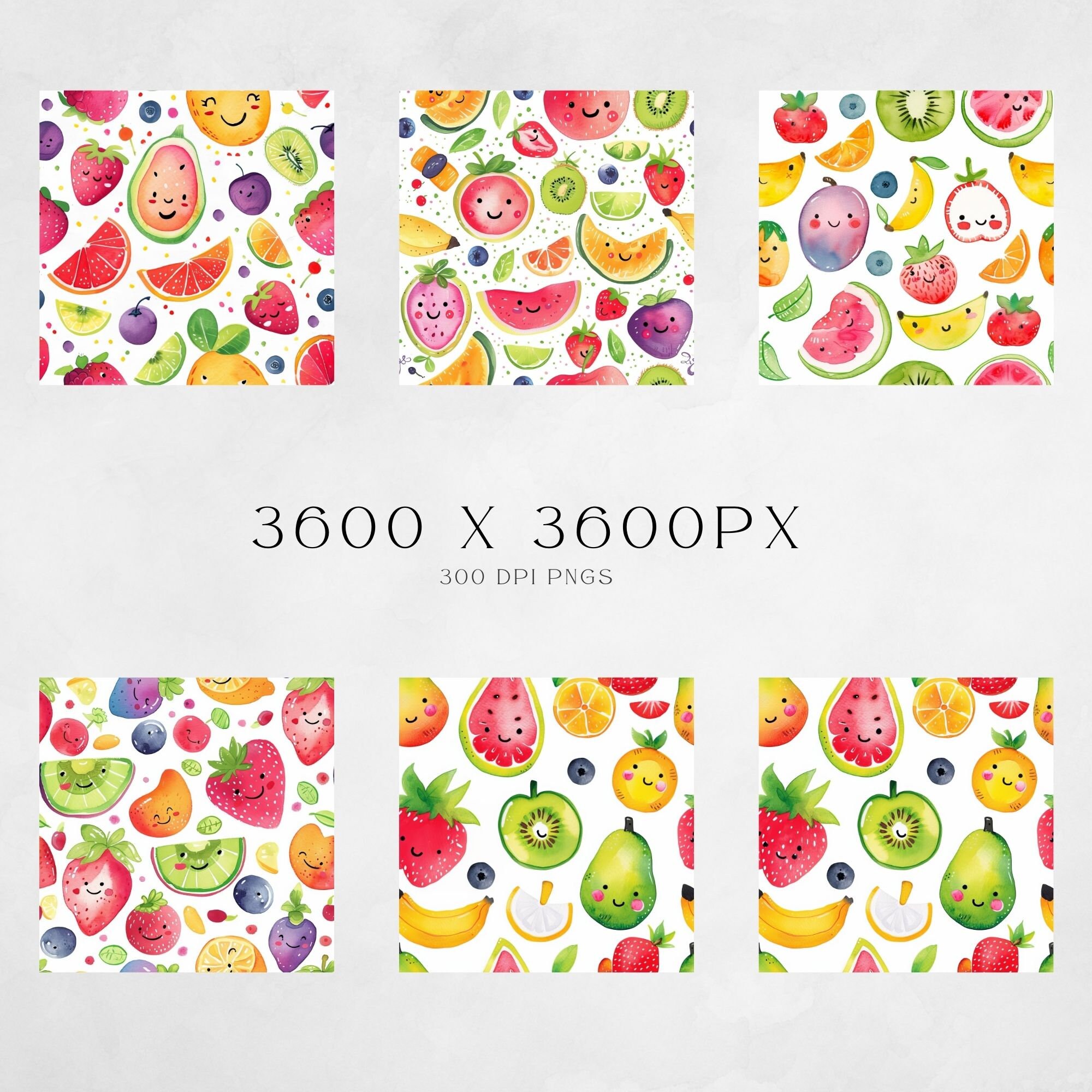 Cute Kawaii Fruit Seamless Pattern Fruit Pattern Fruity Summer Seamless ...