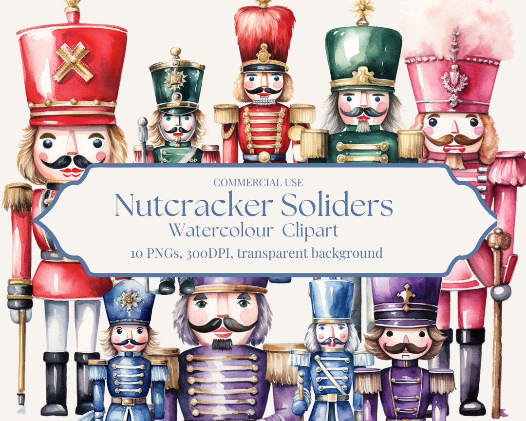 Nutcracker Christmas Clipart Watercolour, Transparent PNG, Instant ...