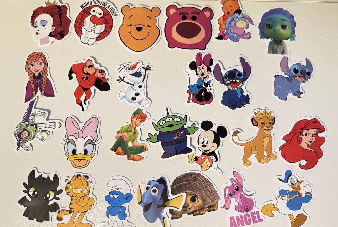10 RANDOM PCS Disney Cartoon Characters Princess Waterproof Stickers ...