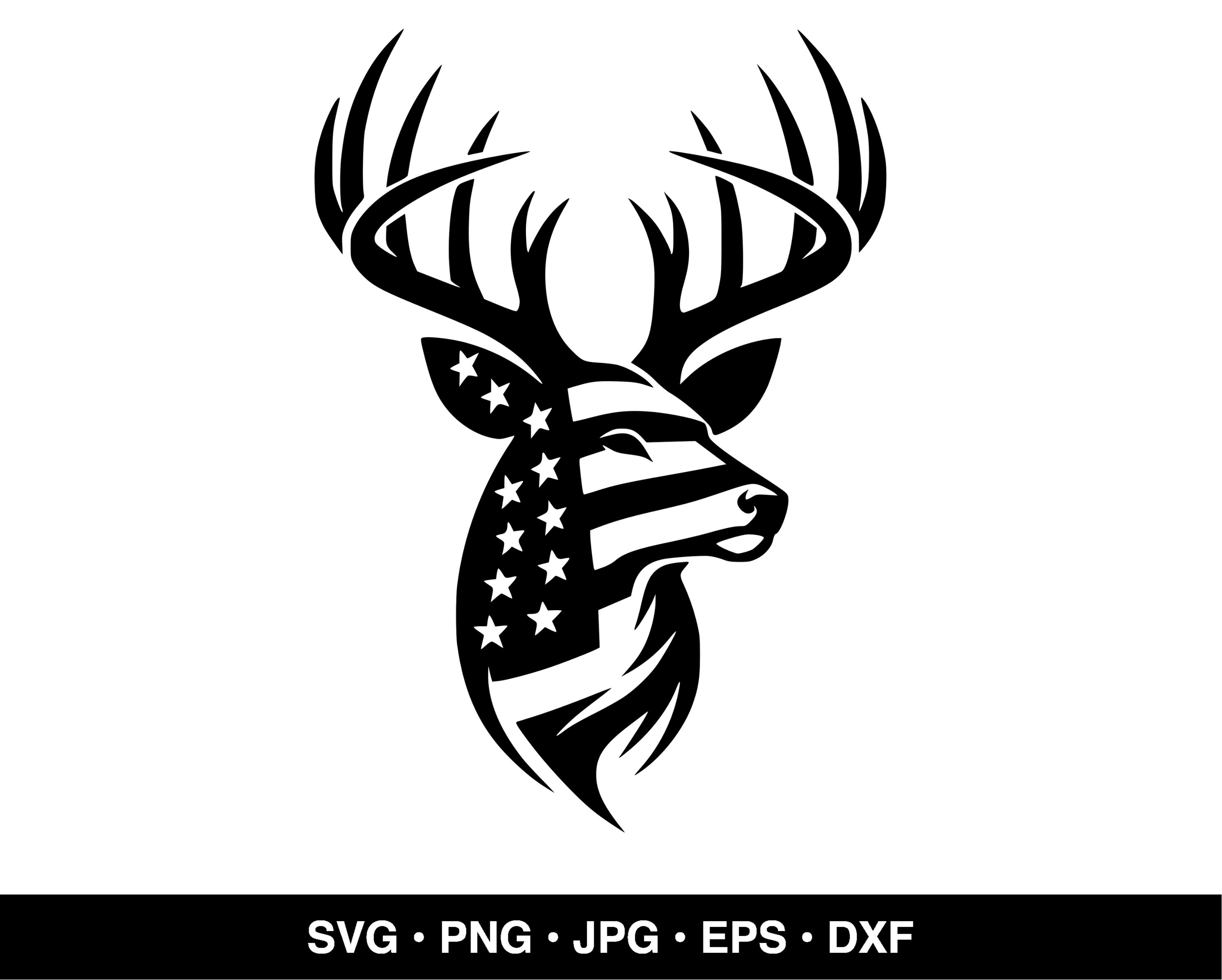 Deerhead American Flag Hunting SVG Deer SVG American Flag - Etsy