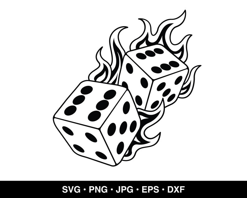 Dice SVG, Two Flaming Dice SVG, Vegas SVG, Cut Files for Cricut ...