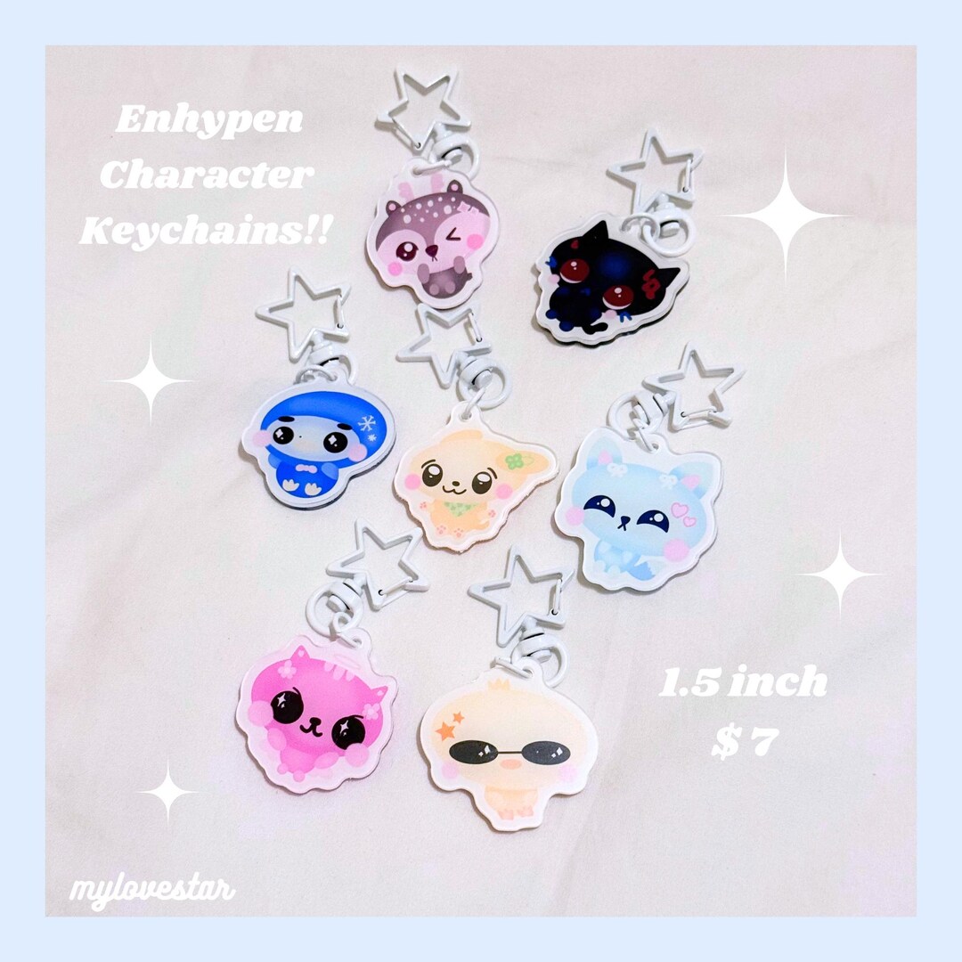Enhypen Character Keychains – Cute K-pop Acrylic Charms With Star Clip ...