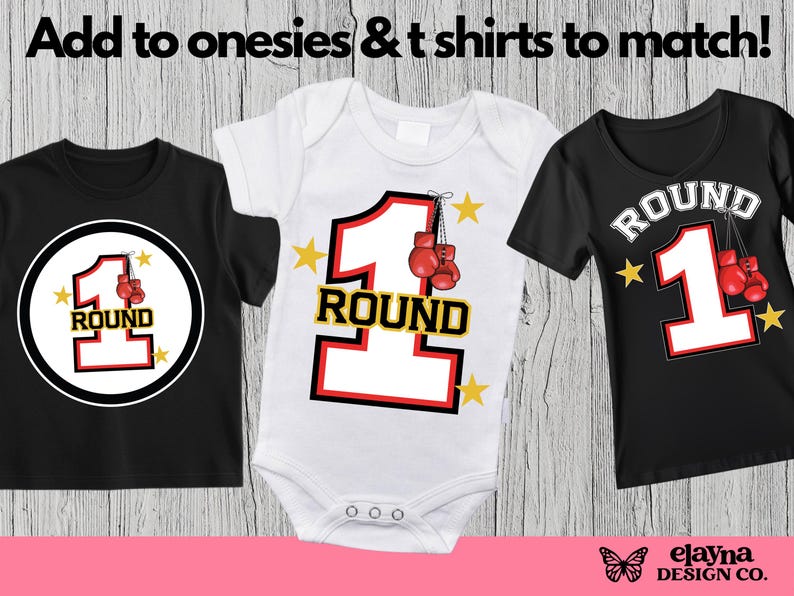 Round 1 Boxing First Birthday PNG Bundle: Party Printables, DIY ...