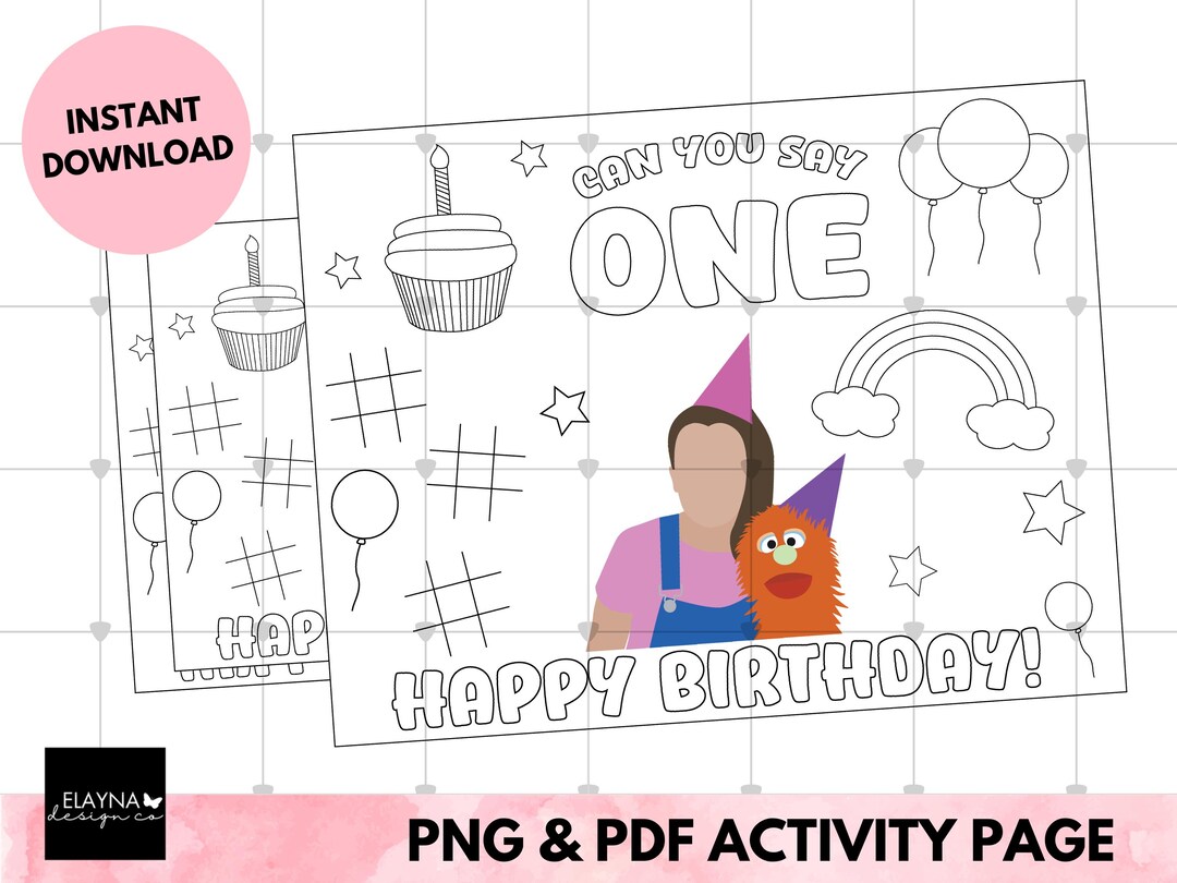 Ms Rachel Birthday Activity Page: Printable Coloring (PNG, PDF) - Etsy