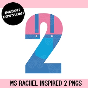 Ms Rachel Inspired Number '2' Pngs, Birthday Design, Party Decor ...