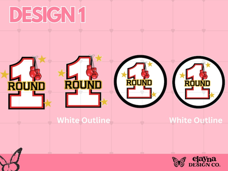 Round 1 Boxing First Birthday PNG Bundle: Party Printables, DIY ...