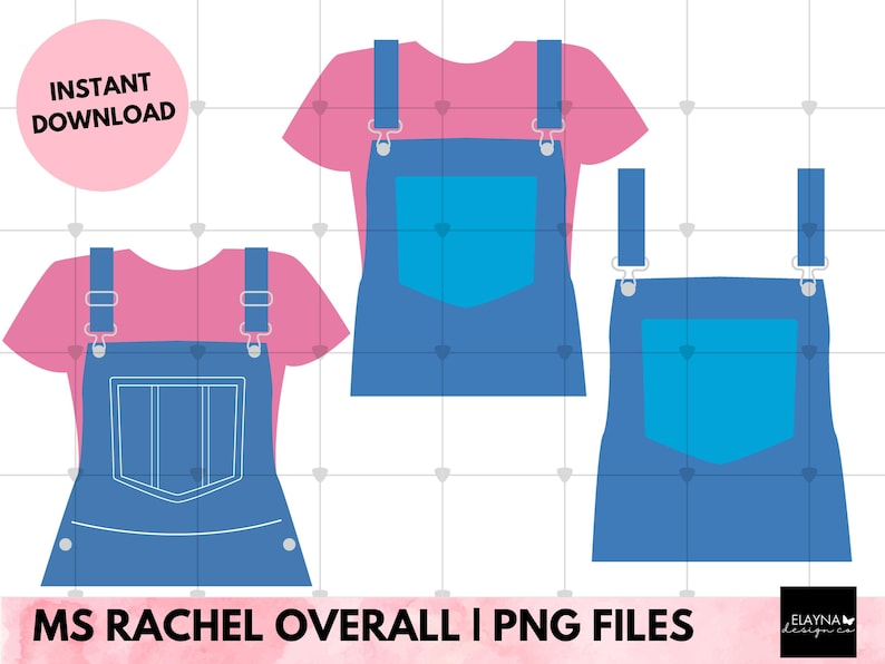 Ms Rachel Overalls PNG Bundle: Party Printables, DIY Projects (digital ...