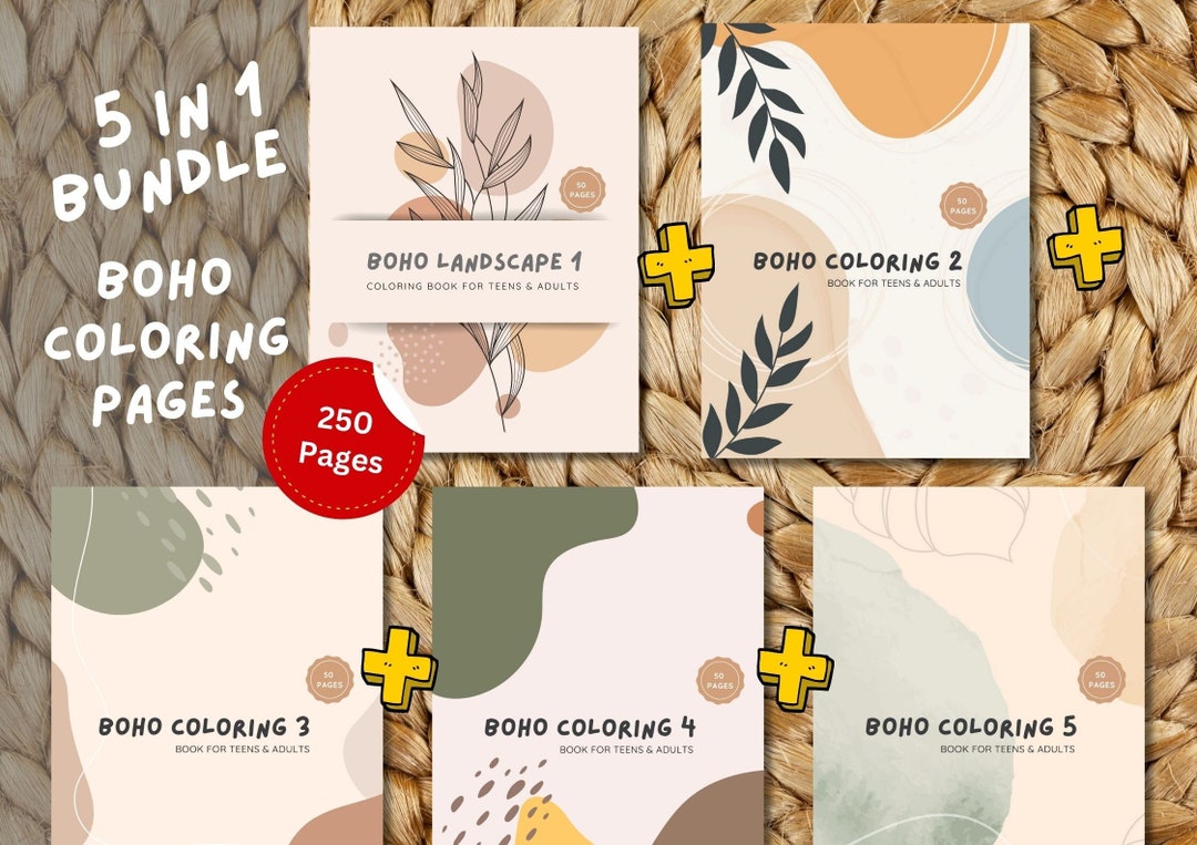 Minimalist Boho Coloring Bundle 5 Books | Simple Boho Coloring Book ...