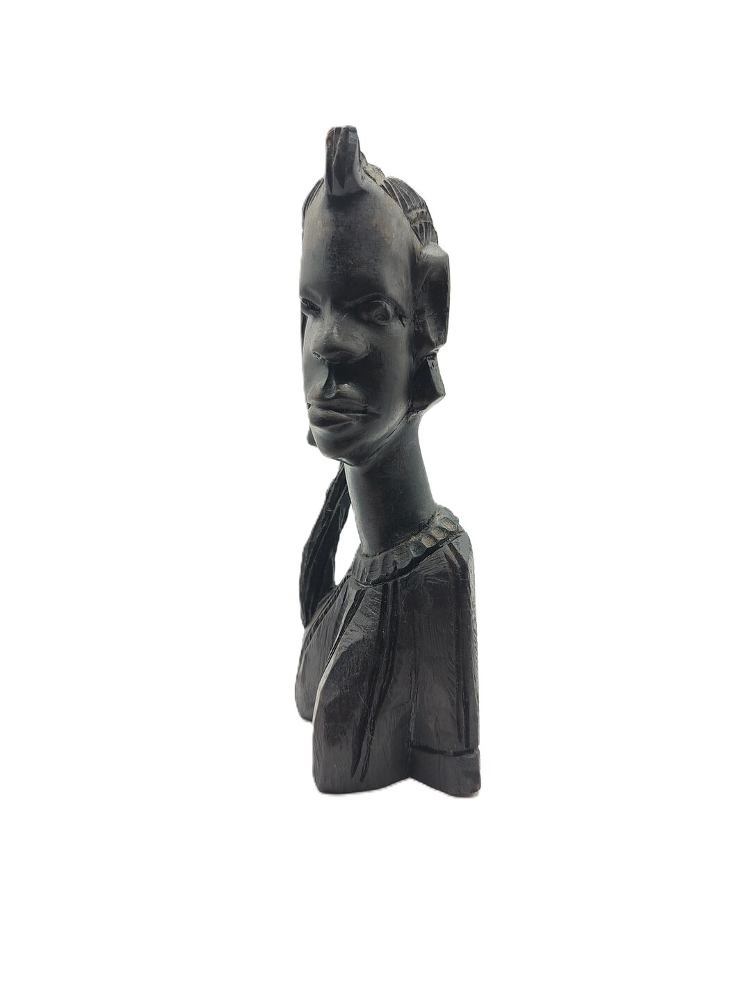 Vintage Kenyan Maasai Lady Sculpture Handmade Dark Wood for Home Decor ...