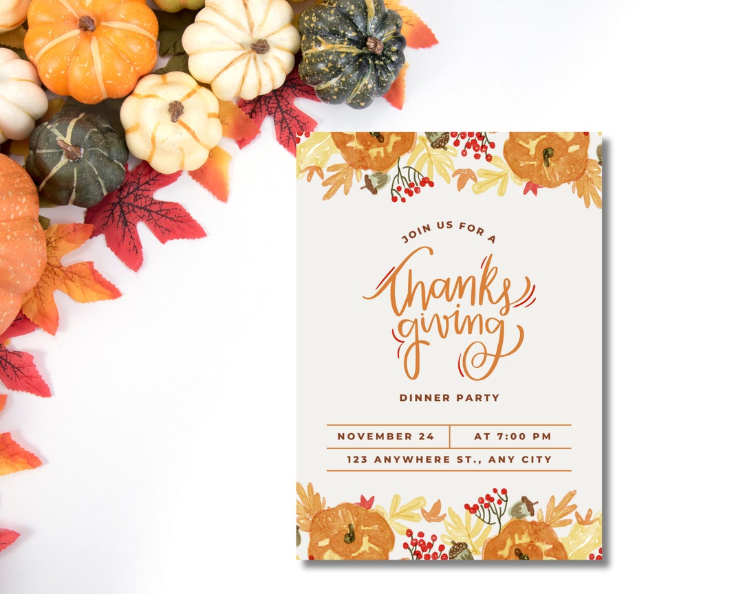 Editable Thanksgiving Invitation With Family Friends and - Etsy