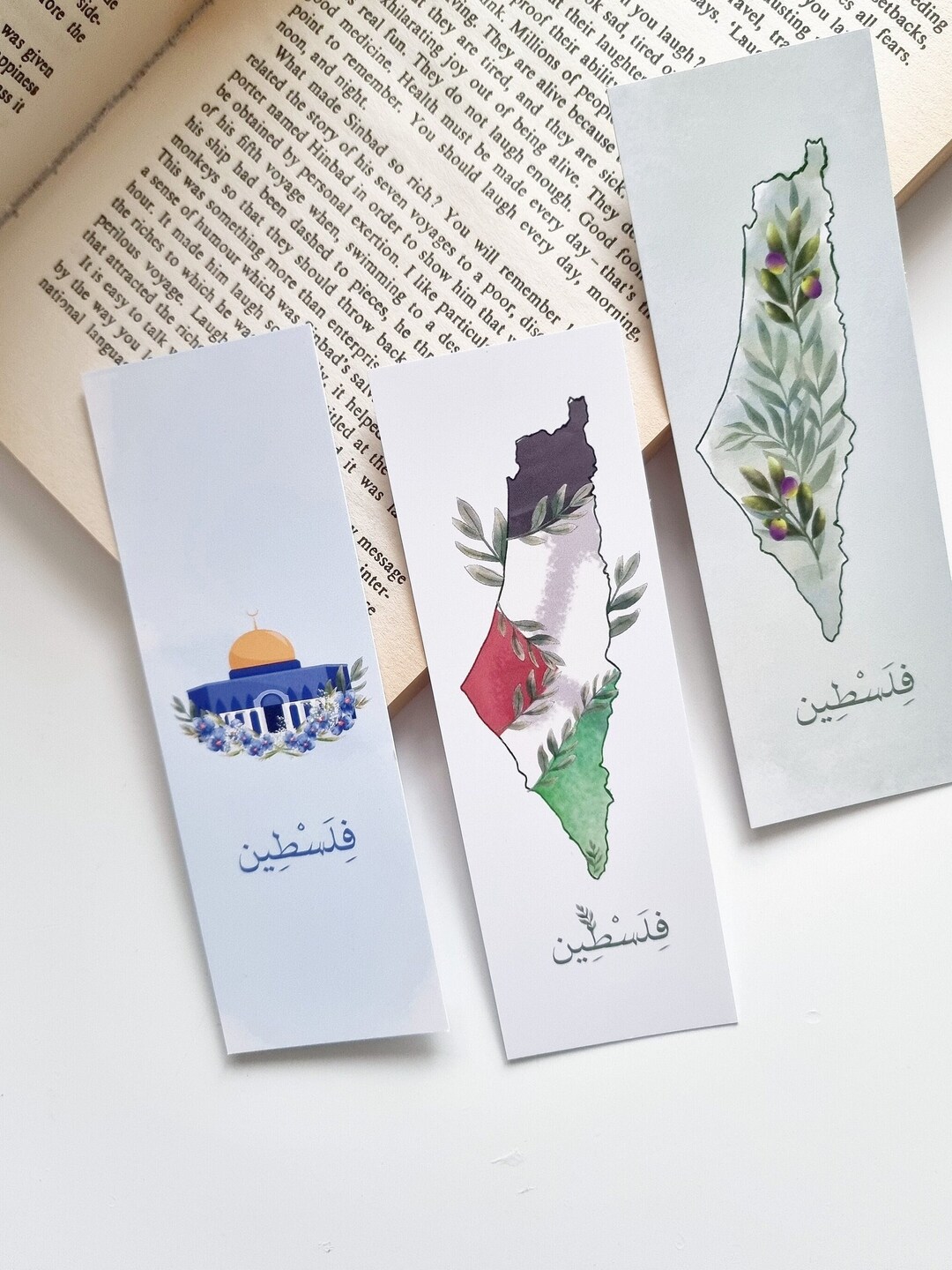 Palestine Map Flag Arabic Bookmarks Double Side Bookmark. Set of 3. - Etsy