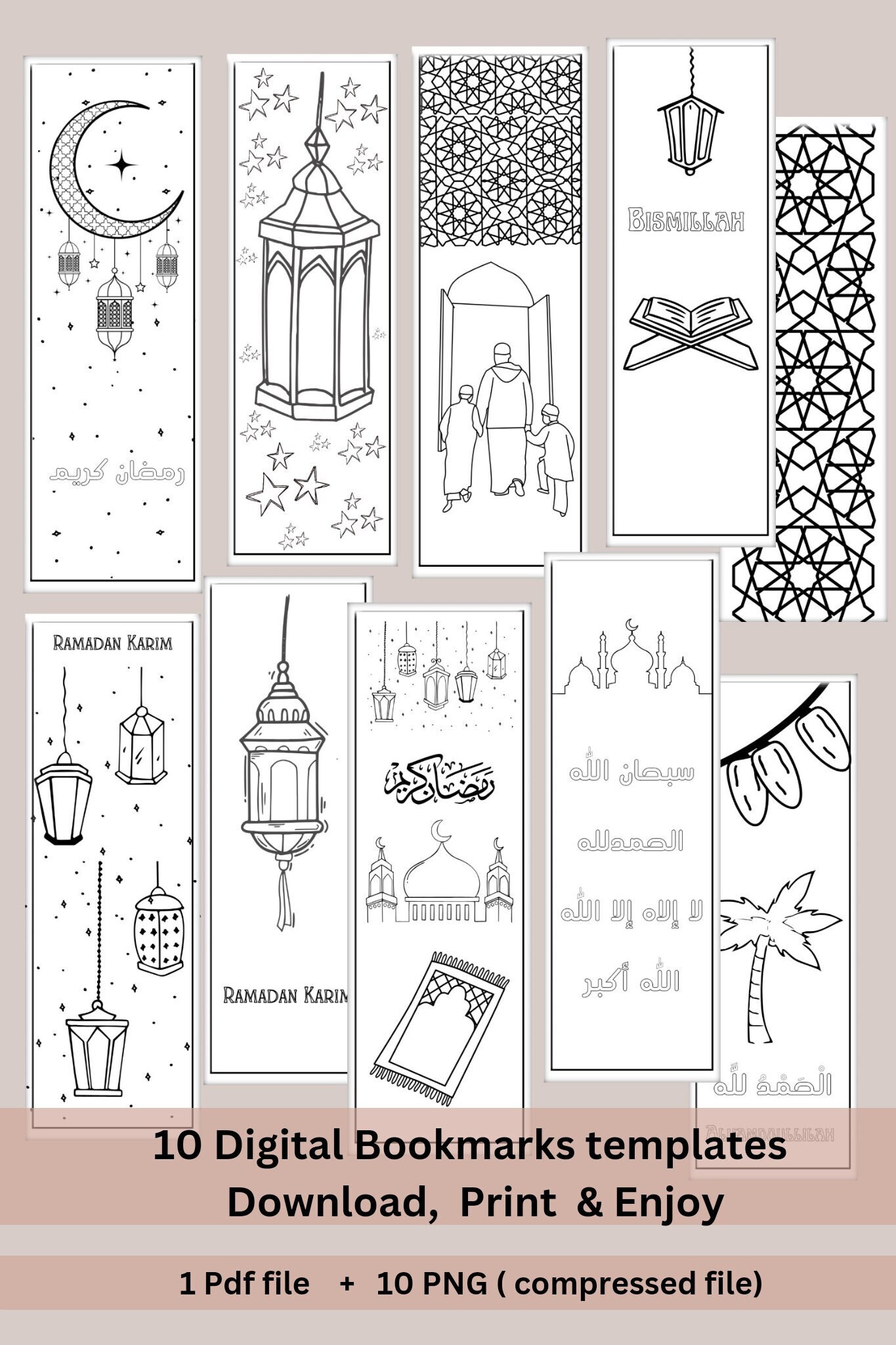 Ramadan Colouring Bookmarks Busy Activity Kids , Digital for Printing ...