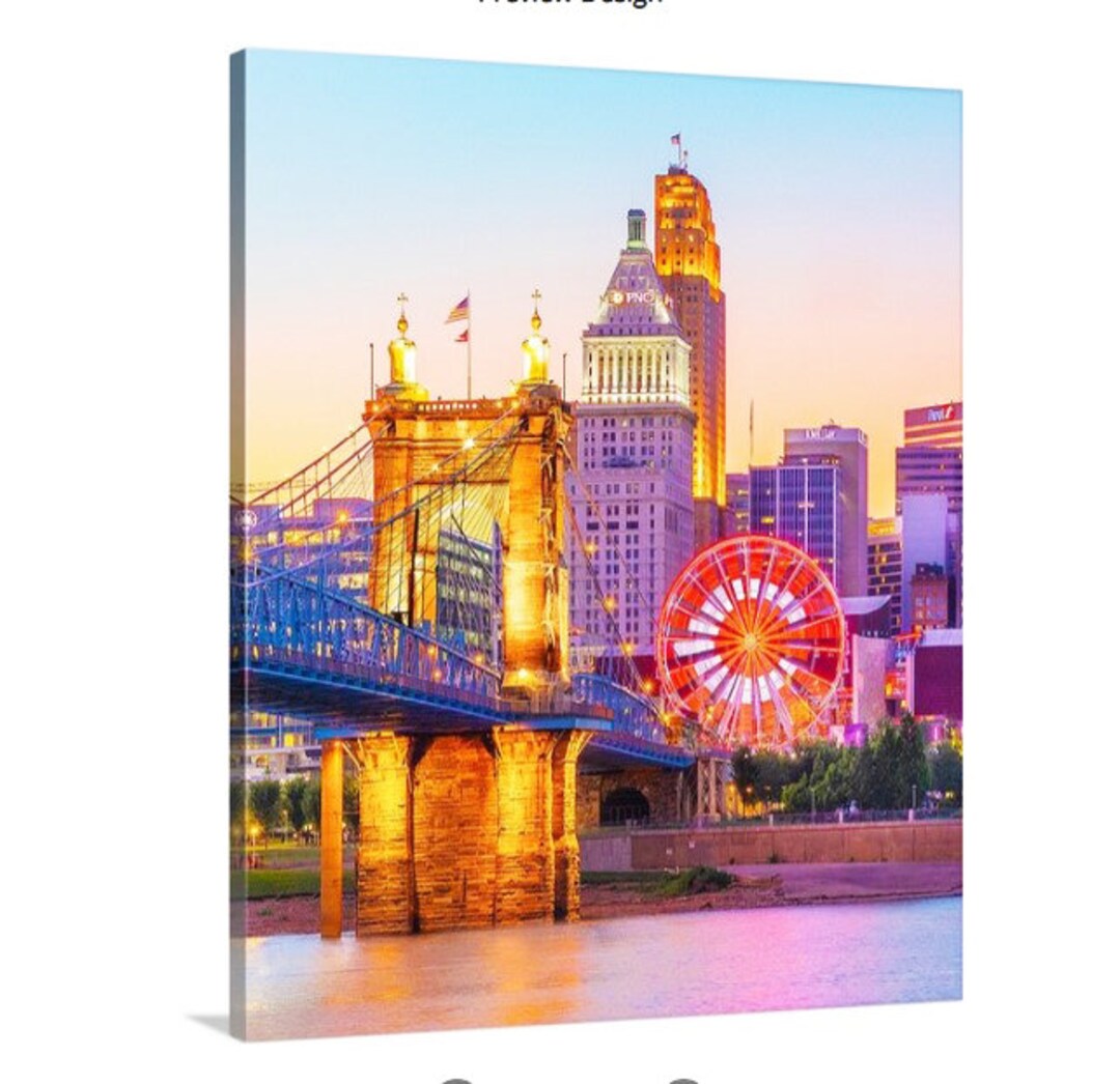 Cincinnati, Ohio Photograph With the Suspension Bridge and Ferris Wheel ...