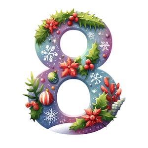 Christmas Watercolor Alphabet and Numbers Clipart Set - 36 PNG ...