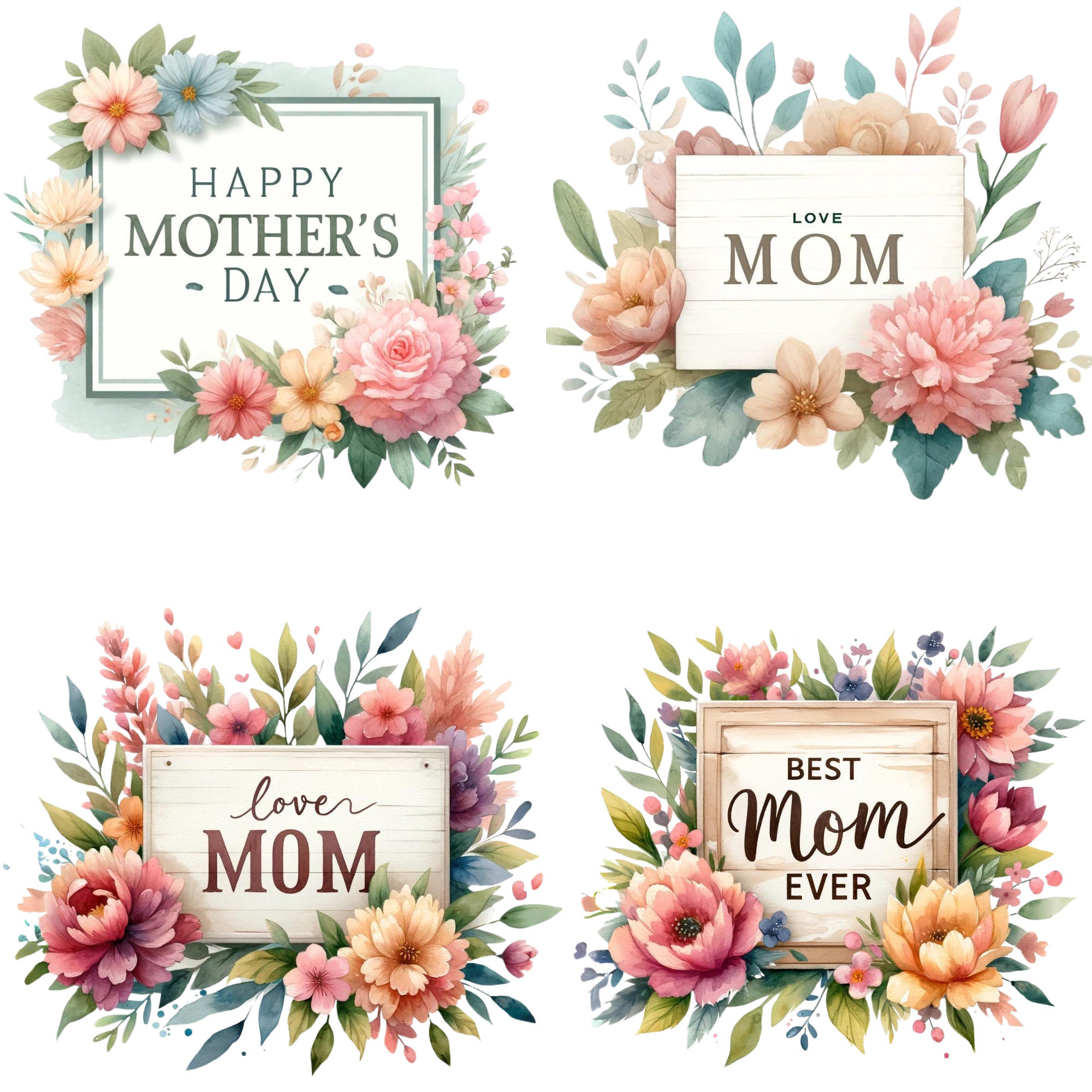 Mother's Day Clipart Collection Cute Hand-drawn Digital Clip Art for ...