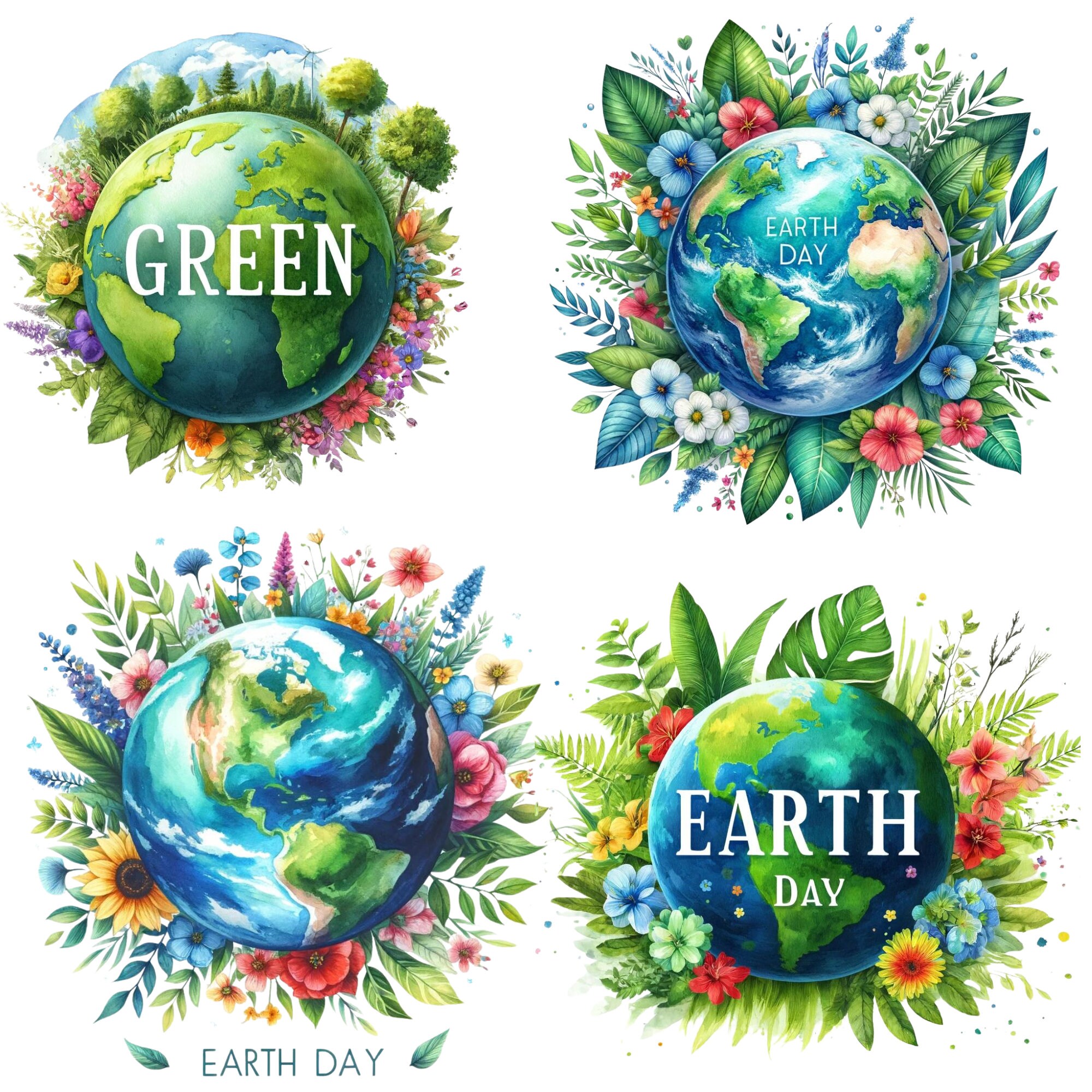 Earth Day Clipart Collection - Eco-friendly Digital Graphics, Green ...