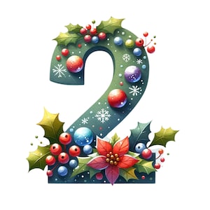 Christmas Watercolor Alphabet and Numbers Clipart Set - 36 PNG ...