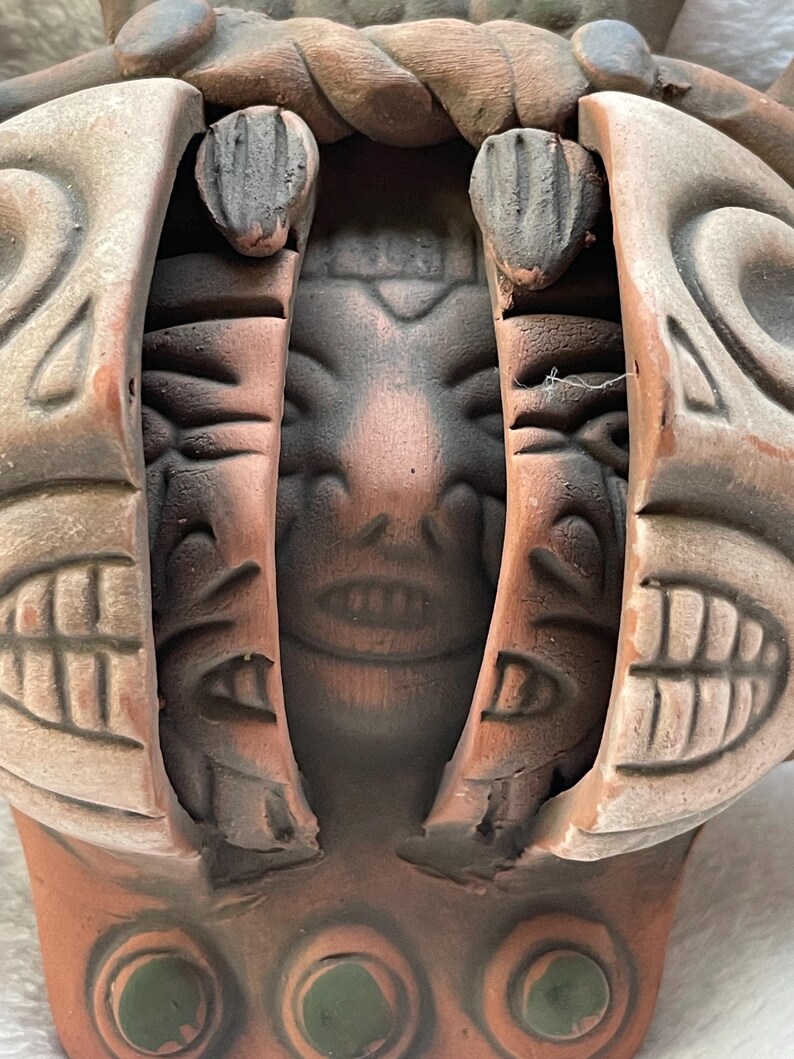 Mayan Aztec Art: 3D Terracotta Skull Mask Representing Three Ages - Etsy