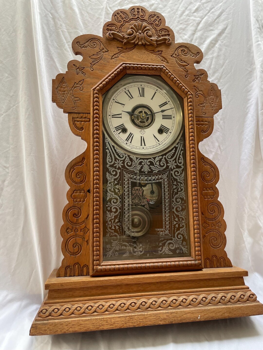 Antique Ansonia Gingerbread Mantle Clock With Alarm - RUNS - Victorian ...