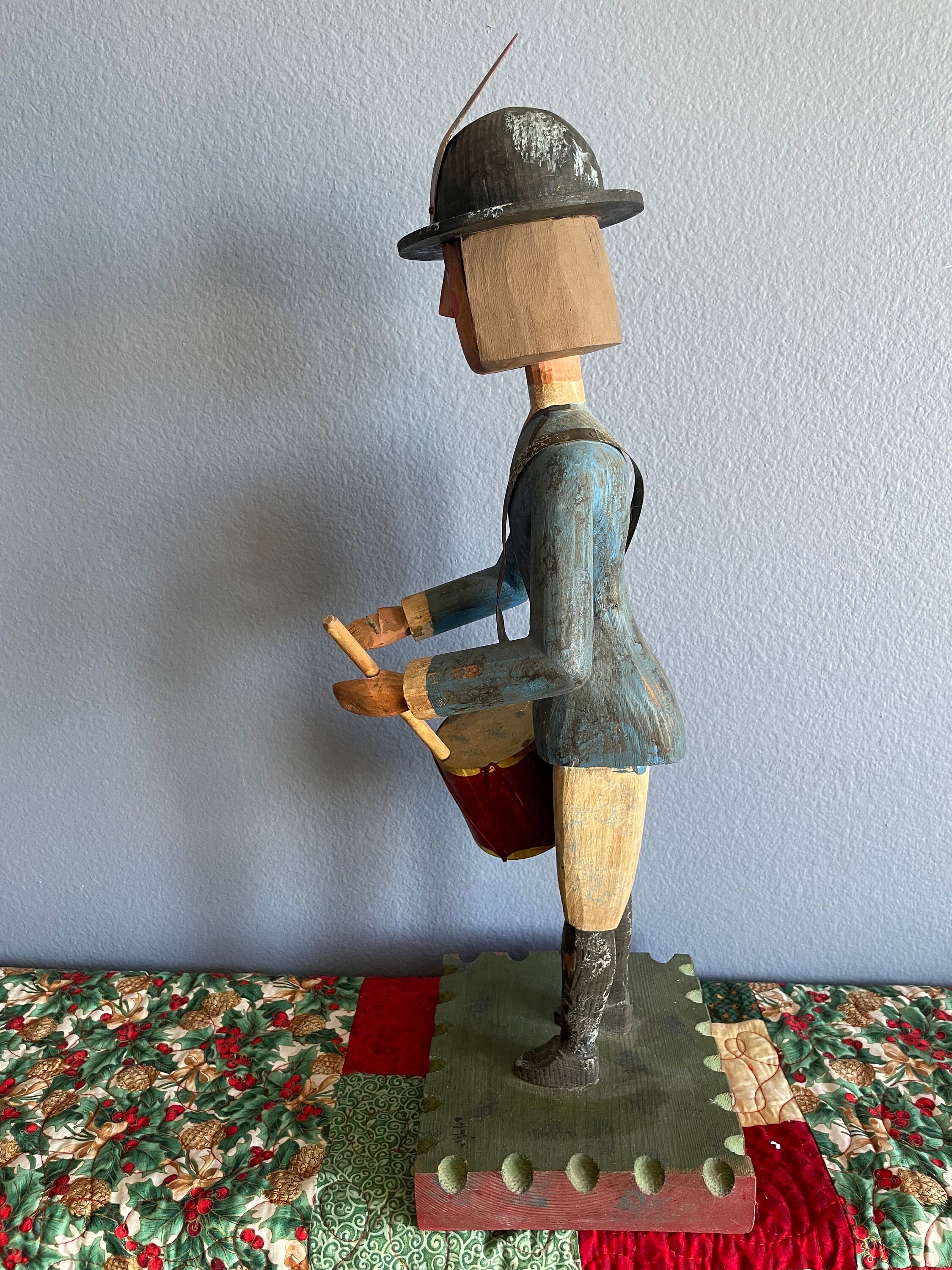 Vintage Wood Carved Drummer Art Sculpture Statue Signed 1982 C. Jere 24 ...