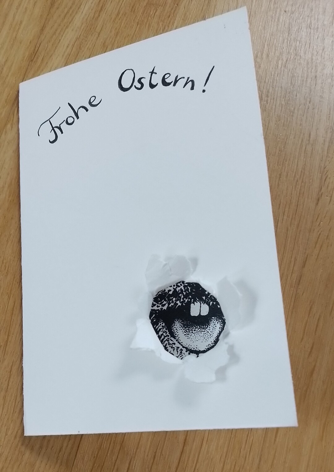 Funny Rabbit Folding Card With Nibble Hole, Easter, Art Card ...