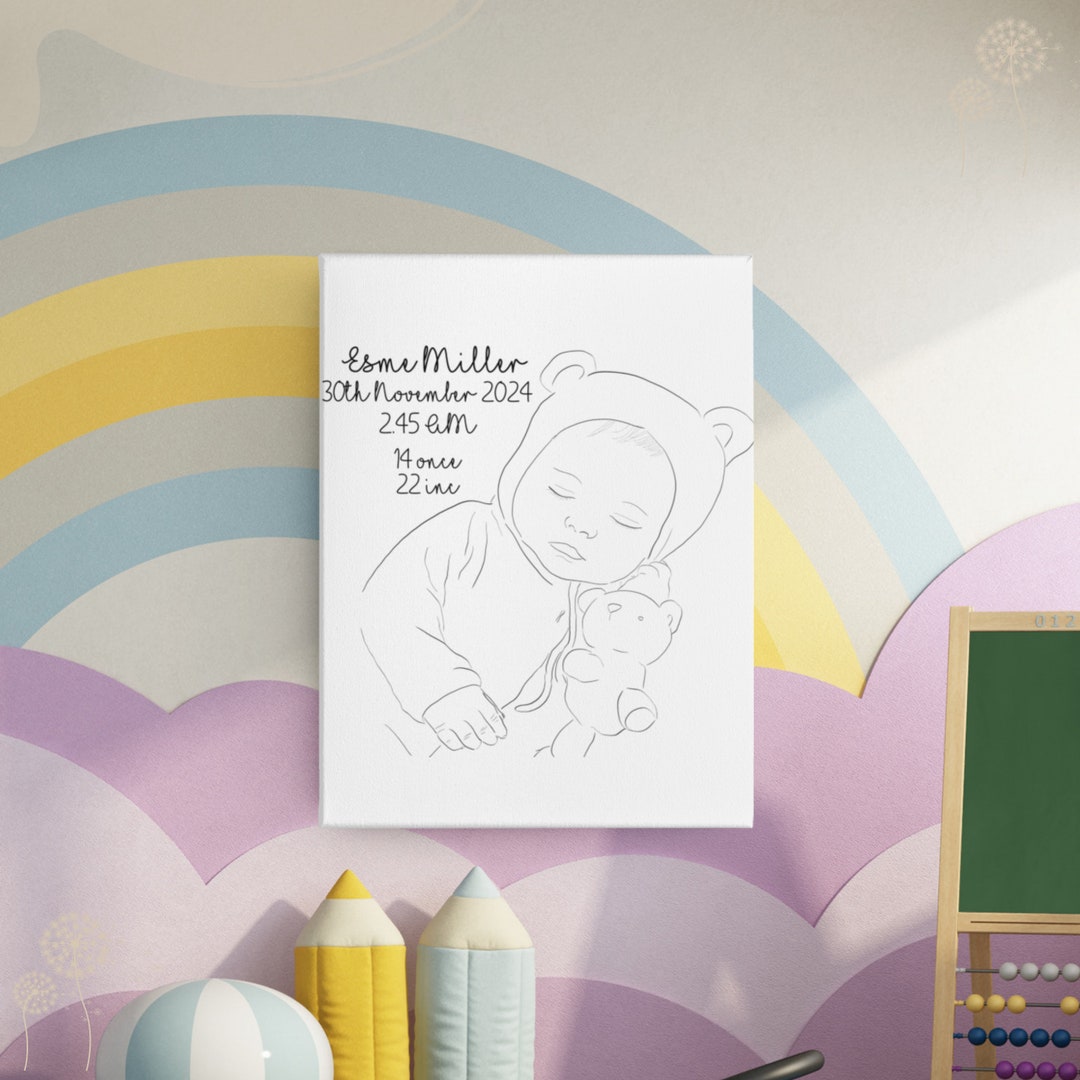 Custom Baby Line Drawing Line Art Drawing New Born Trace Art ...