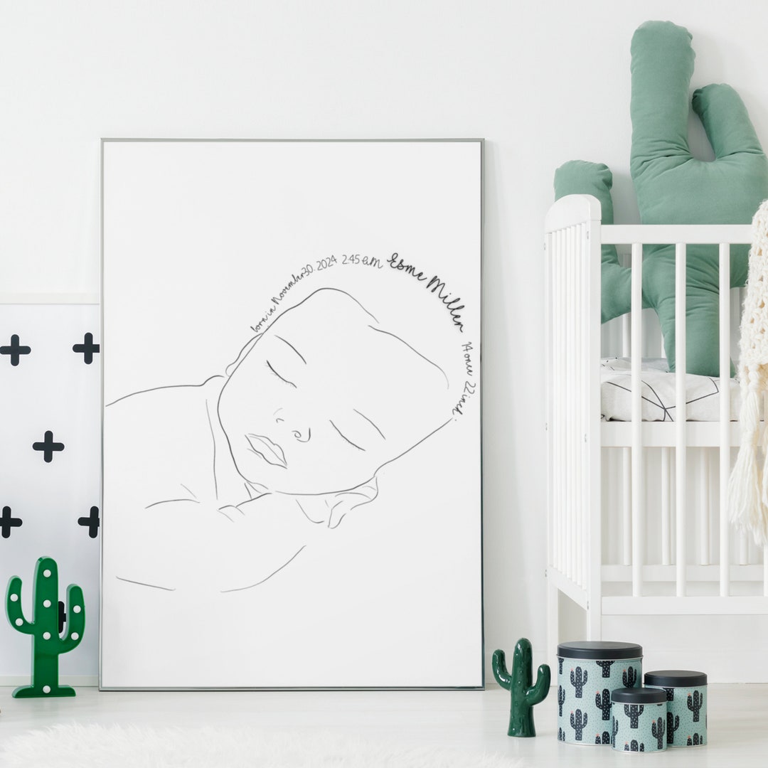 Custom Baby Line Drawing Line Art Drawing New Born Trace Art ...