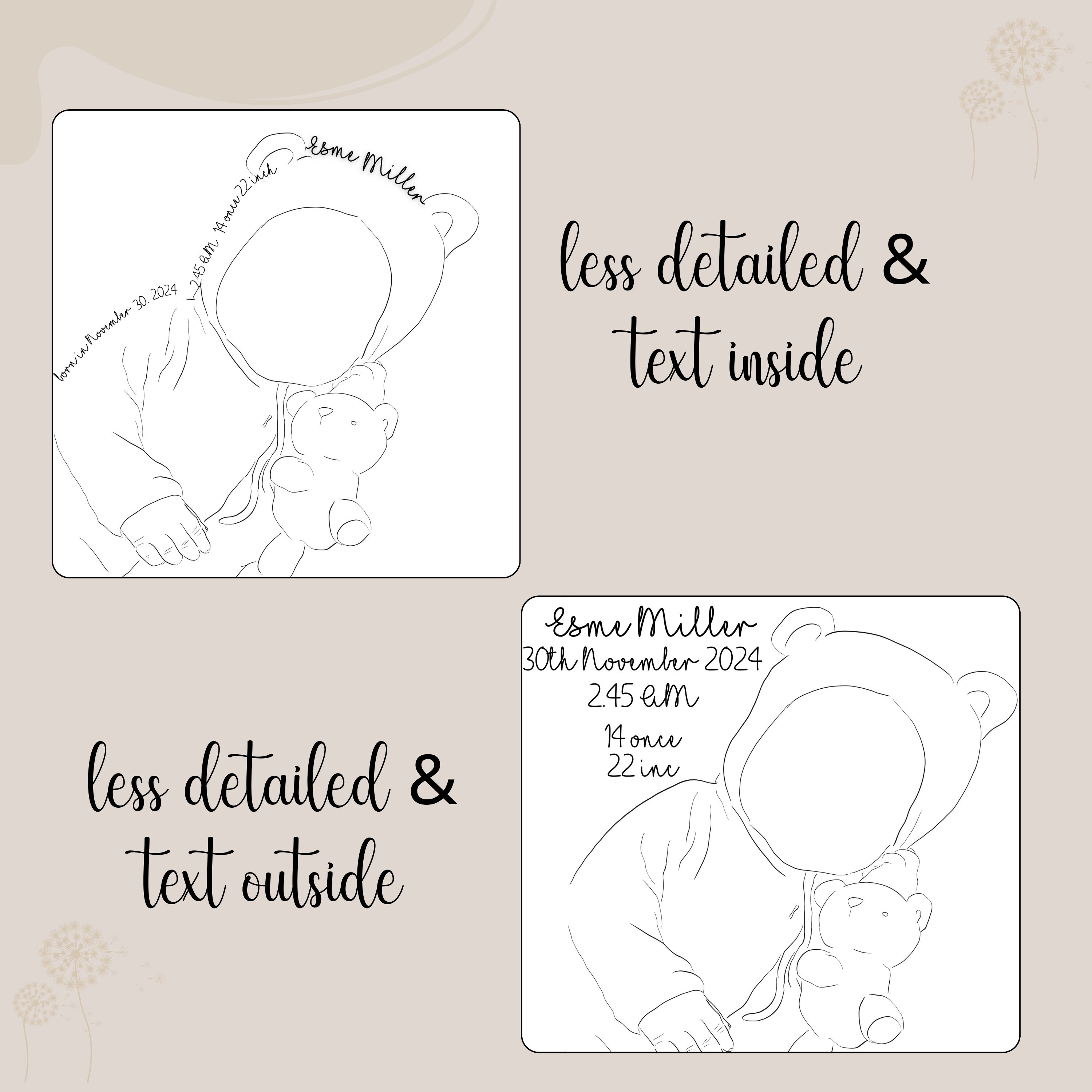 Custom Baby Line Drawing Line Art Drawing New Born Trace Art - Etsy