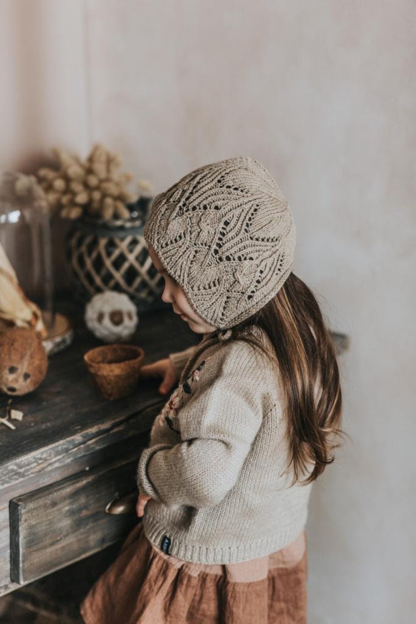 Lace Bonnet for Girls. Natural Colors, Autumn, Winter - Etsy