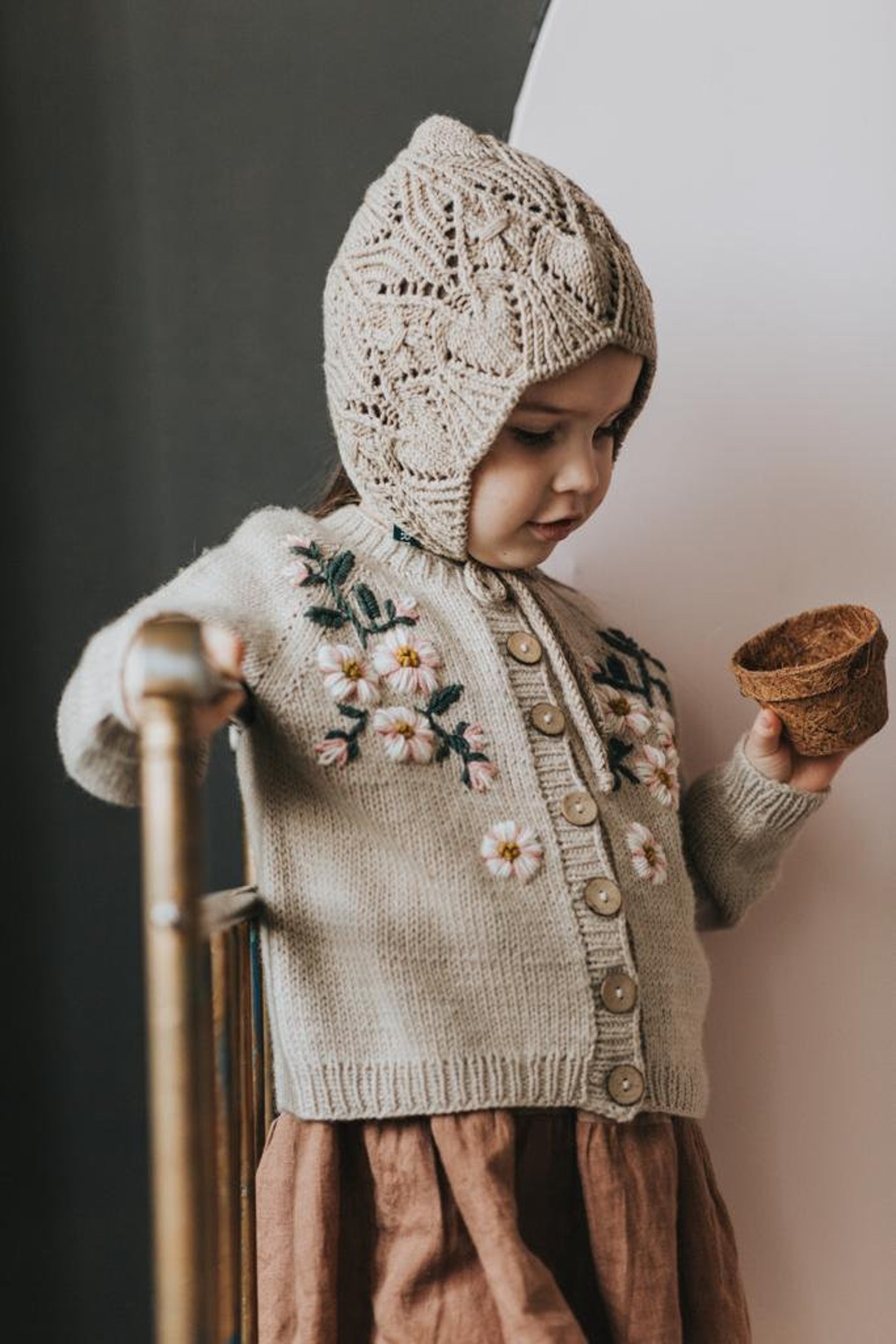 Lace Bonnet for Girls. Natural Colors, Autumn, Winter - Etsy