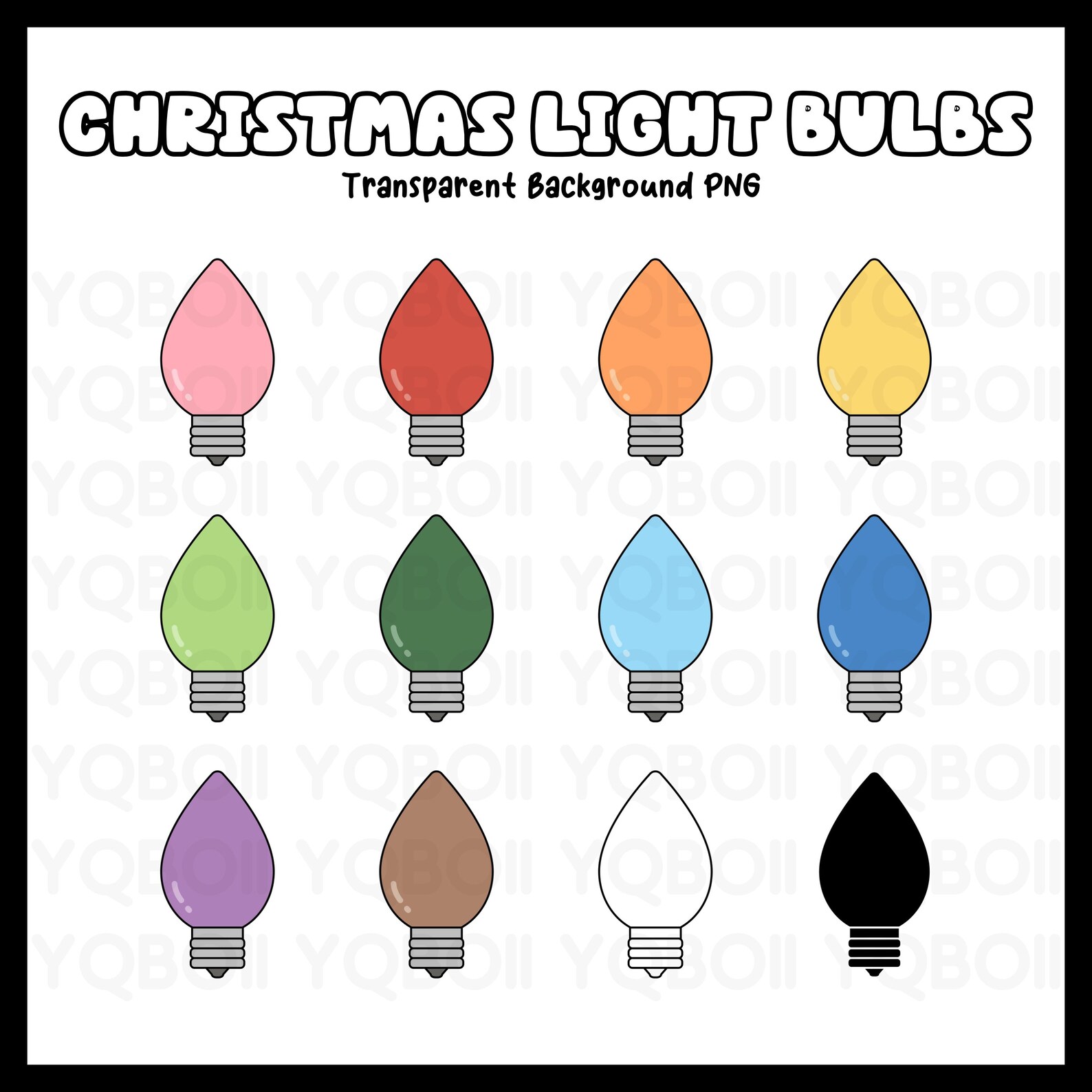 Christmas Light Bulbs Clipart – 12 PNG Files - Etsy