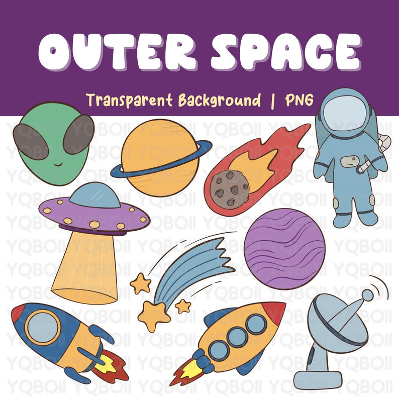 Outer Space Clipart | Planets Clipart Set | Astronaut, Spaceships ...